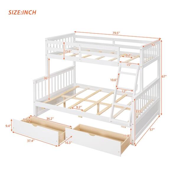 Modren Twin Over Full Functional Bunk Bed With Ladders and Two Storage ...