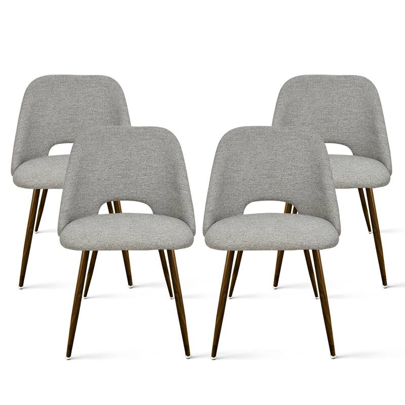 Upholstered Cutout Back Dining Chair with Walnut Leg(Set of 4 ...