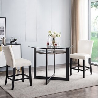 Set of 2 Modern 25.6" Solid Wood High Elasticity Counter Stool Bar ...