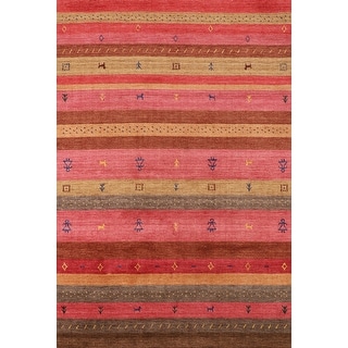 Tribal Gabbeh Oriental Area Rug Handmade Stripe Wool Carpet - 5'4" x 7 ...