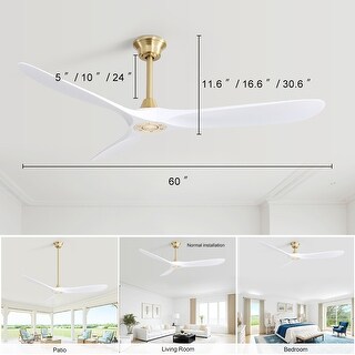 Ceiling Fan No Light with Remote Control Indoor-Outdoor Noiseless ...