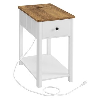 Side Table with Charging Station, End Table with USB Ports and Outlets ...