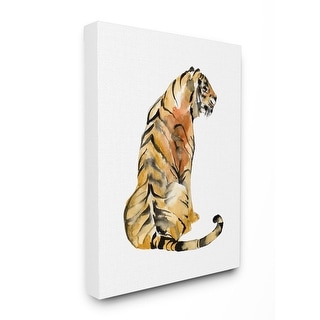 Stupell Tiger Posture Watercolor Animal Painting Canvas Wall Art - Bed ...