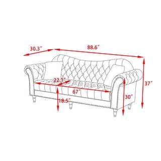 Velvet Rolled Arm Chesterfield Sofa - Bed Bath & Beyond - 36722632