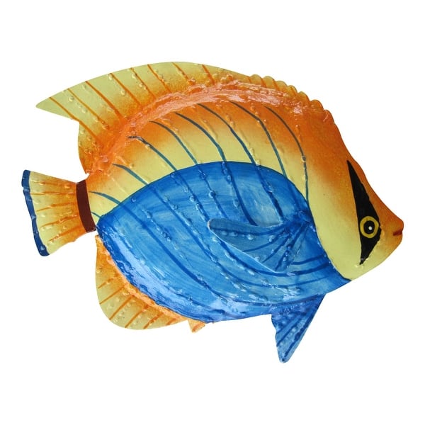 Tropical Blue Yellow and Orange Bandit Fish Haitian Metal Wall Art 9 ...