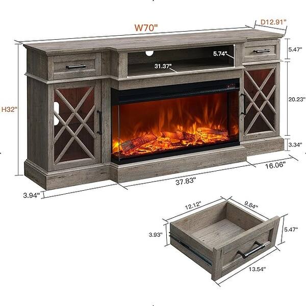Farmhouse 3-Sided Electric Fireplace TV Stand, Entertainment Center ...