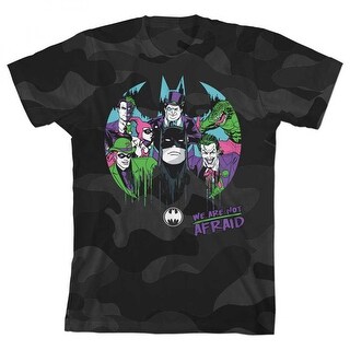 Dc Comics Batman We Are Not Afraid Bat Symbol Camo Youth TShirt - Bed ...