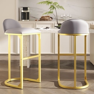 Modern Luxury Bar Stools Set of 2 with Back and Gold Metal Frame ...