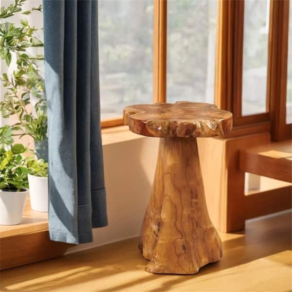Rustic Teak Tree Stump Live Edge Stool Natural Edge Wood End Table - 15 ...