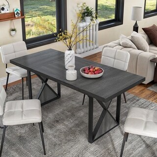 Moasis 70 Inch Farmhouse Rectangular Wood Dining Table for 6-8 People ...