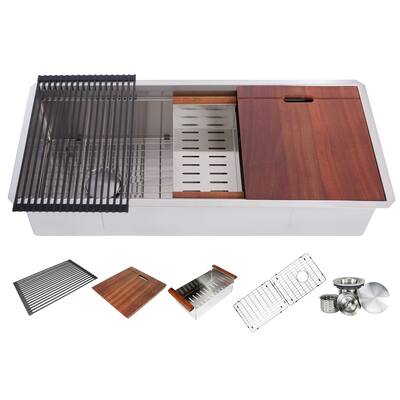 42 Inch Workstation Undermount 16 Gauge Single Bowl Stainless Steel ...