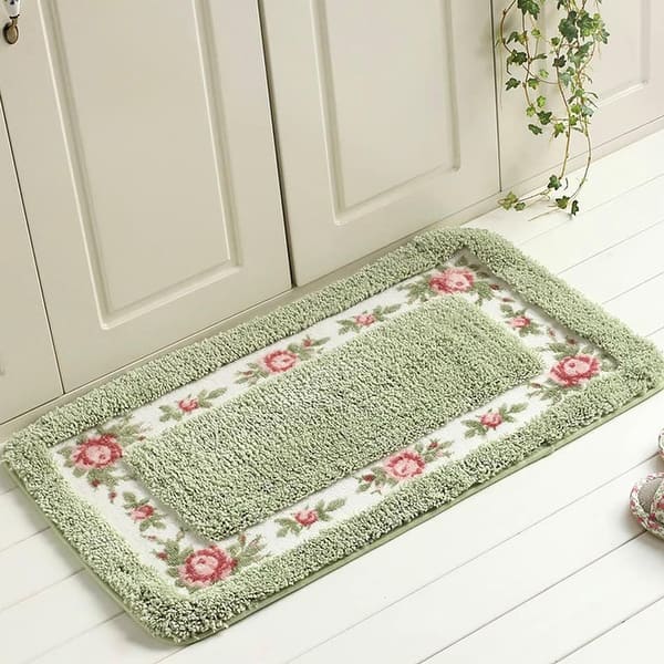 light green patterned rug