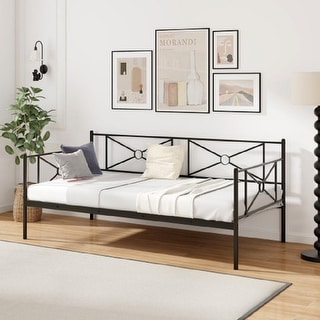 Twin Metal Daybed Frame with Heavy-Duty Metal Slats Support and ...