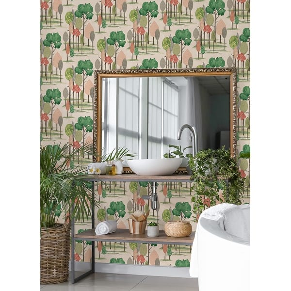Cypress Pink Tall Trees Wallpaper - On Sale - Bed Bath & Beyond - 37971086