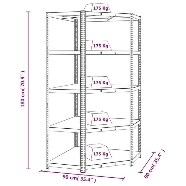 5-Layer Heavy-duty Corner Shelf Silver Steel&Engineered Wood - Bed Bath ...