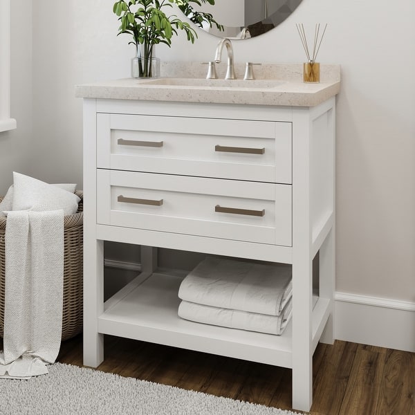 Easton 30 inch White Single Sink Bathroom Vanity - Bed Bath & Beyond ...