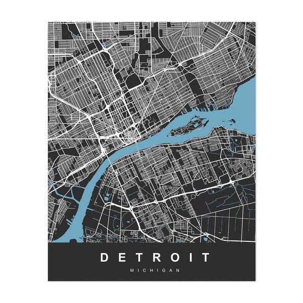 Detroit Michigan Detroit City Map Michigan US Maps Art Print/Poster ...