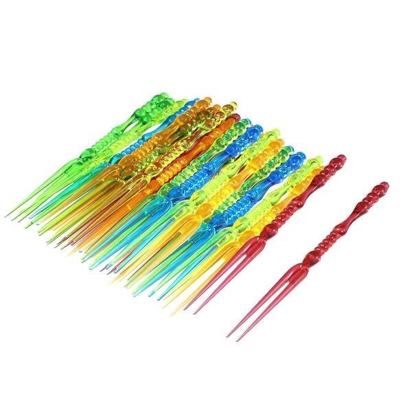 Plastic Home Lunch Box Food Picker Cake Fruit Forks 40 Pcs Multicolor ...