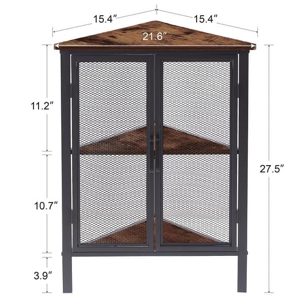 Industrial 3-Tier Triangle Corner End Table Multi-Functional Storage ...