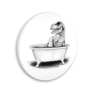 Stupell Fun Bathroom T-Rex Dinosaur Circular Wall Plaque by Rachel ...