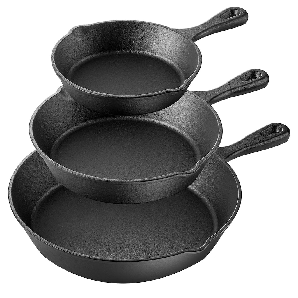 MegaChef Pre-Seasoned 3 Piece Cast Iron Skillet Set - Overstock - 32020776