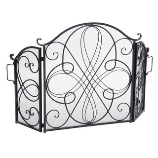 Floral Iron Fireplace Screen, Silver Finish - Bed Bath & Beyond - 41330639