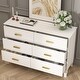 Timechee 6 Drawer 47.2''W Double Dresser Solid Wood Legs Lacquer Chest ...