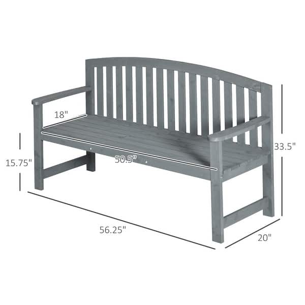 Outsunny 56" Outdoor Wood Bench, 2-Seater Wooden Garden Bench with ...