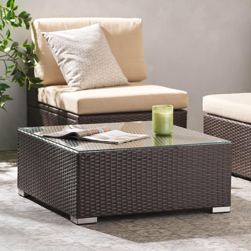 Bruce Outdoor Wicker Coffee Table by Christopher Knight Home - On Sale ...