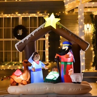 HOMCOM 6 ft. Inflatable Nativity Scene with Mary, Joseph, and Baby ...