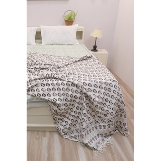 Fabdivine Rohini Handwoven Cotton Blanket- Stylish Block Print Throw ...