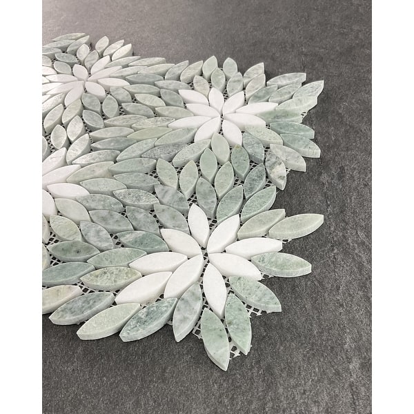 green flower pattern tile