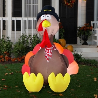 Gemmy Thanksgiving Inflatable Turkey, 6 ft Tall, Multi - Bed Bath ...