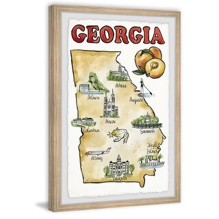 'Map of Georgia, The Peach State' Framed Painting Print - Bed Bath ...