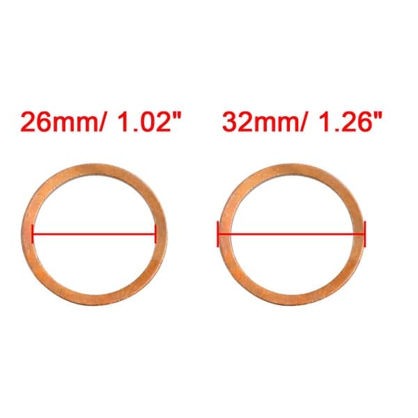 20 Pcs 26mm Inner Dia Copper Washers Flat Sealing Gasket Rings for Car ...