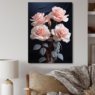 Designart "Pink Flowers Pastel Elegance II" Roses Wall Decor - Bed Bath ...