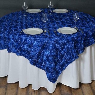 Satin Raised Roses Table Overlays Unique Wedding 72" x 72" Royal Blue ...