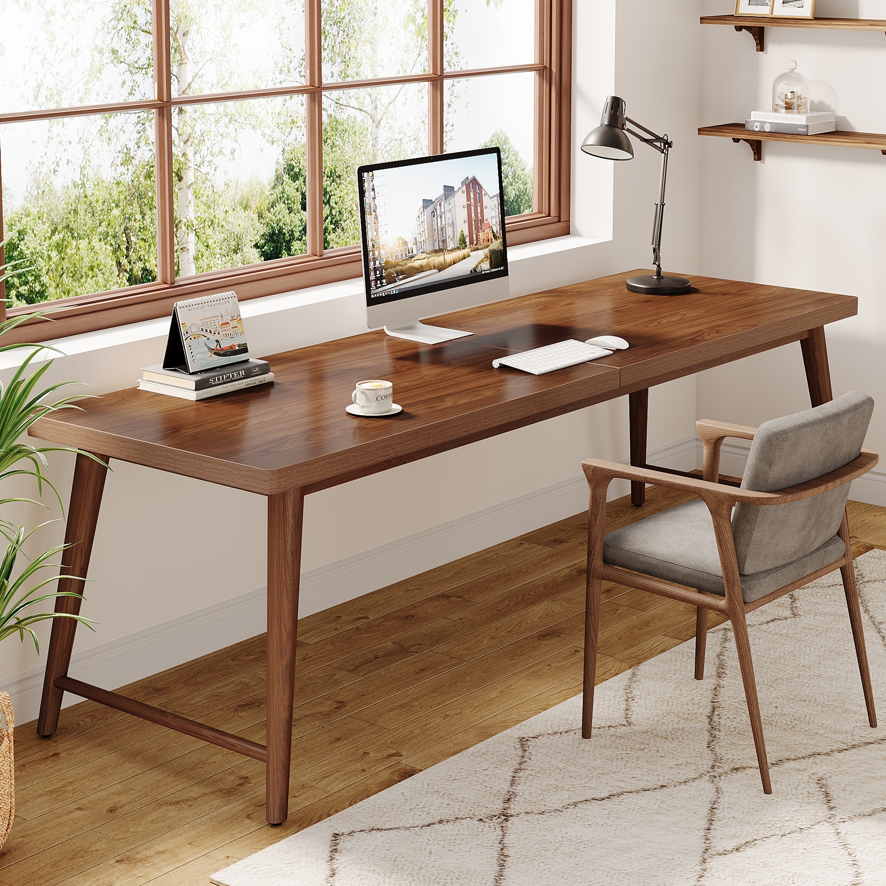 Solid wood desk metal legs store