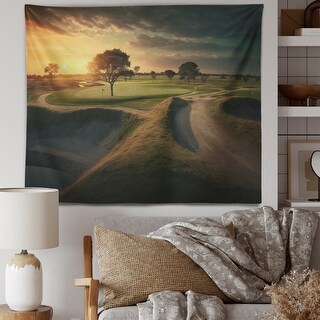 Designart 'Golf Course At Sunset II' Sport Golf Wall Tapestry - Bed ...