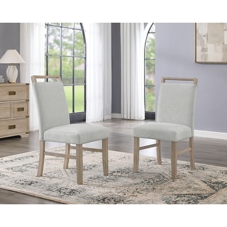 Tabitha Set of 2 Light Oak Finish Dining Side Chairs with Light Gray ...