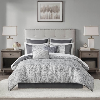 Madison Park Maisie Khaki 12 Piece Jacquard Comforter Set with Bed Sheets - Bed Bath & Beyond ...