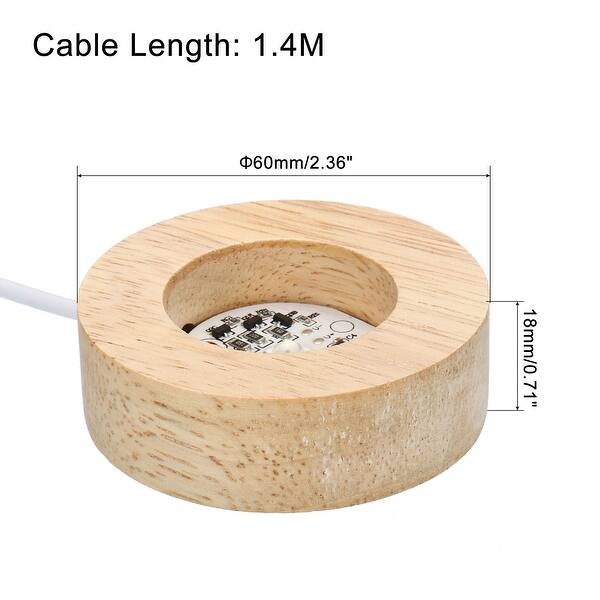 LED Light Round Wooden 2.36" Multicolored Display Base Stand with ...