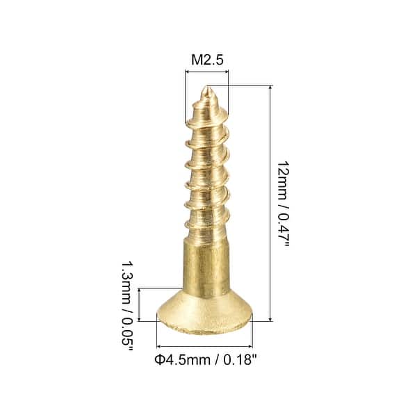Brass Wood Screws, M2.5x12mm Phillips Flat Head Self Tapping Connector 30Pcs - Brass Tone - Bed ...
