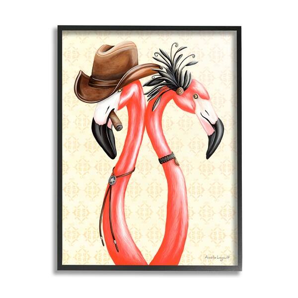 Stupell Vintage Flamingos Cowboy Hat Antique Fashion Outfit Framed Wall ...