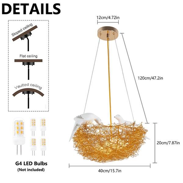 5 LED Bird Nest Chandelier Warm Light Pendant - Bed Bath & Beyond ...