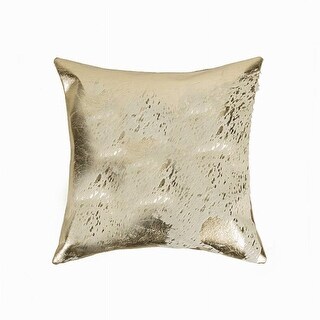 18" X 18" X 5" Gray And Gold Cowhide Pillow - Bed Bath & Beyond - 39588612