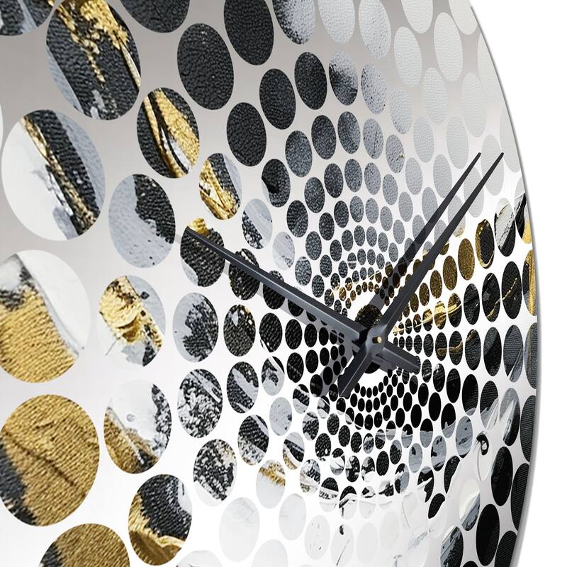 Designart "Minimal Joy In Black And Gold X" Black Abstract Clocks ...