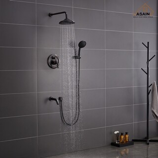 CASAINC Wall-mounted Rain Shower Faucet with Pressure Balanced Valve ...