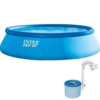 Intex Easy Set Inflatable Pool Set (15' x 42") and Deluxe Pool Skimmer ...