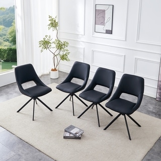 Swivel Dining Chairs Set of 4 Hollow Back Accent Chair Leather ...